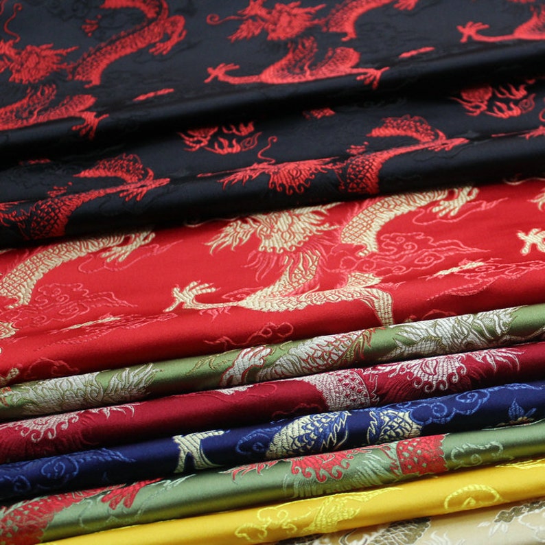 Chinese Dragon Silk Brocade Fabric: Fire Pattern, 29" Wide - Etsy