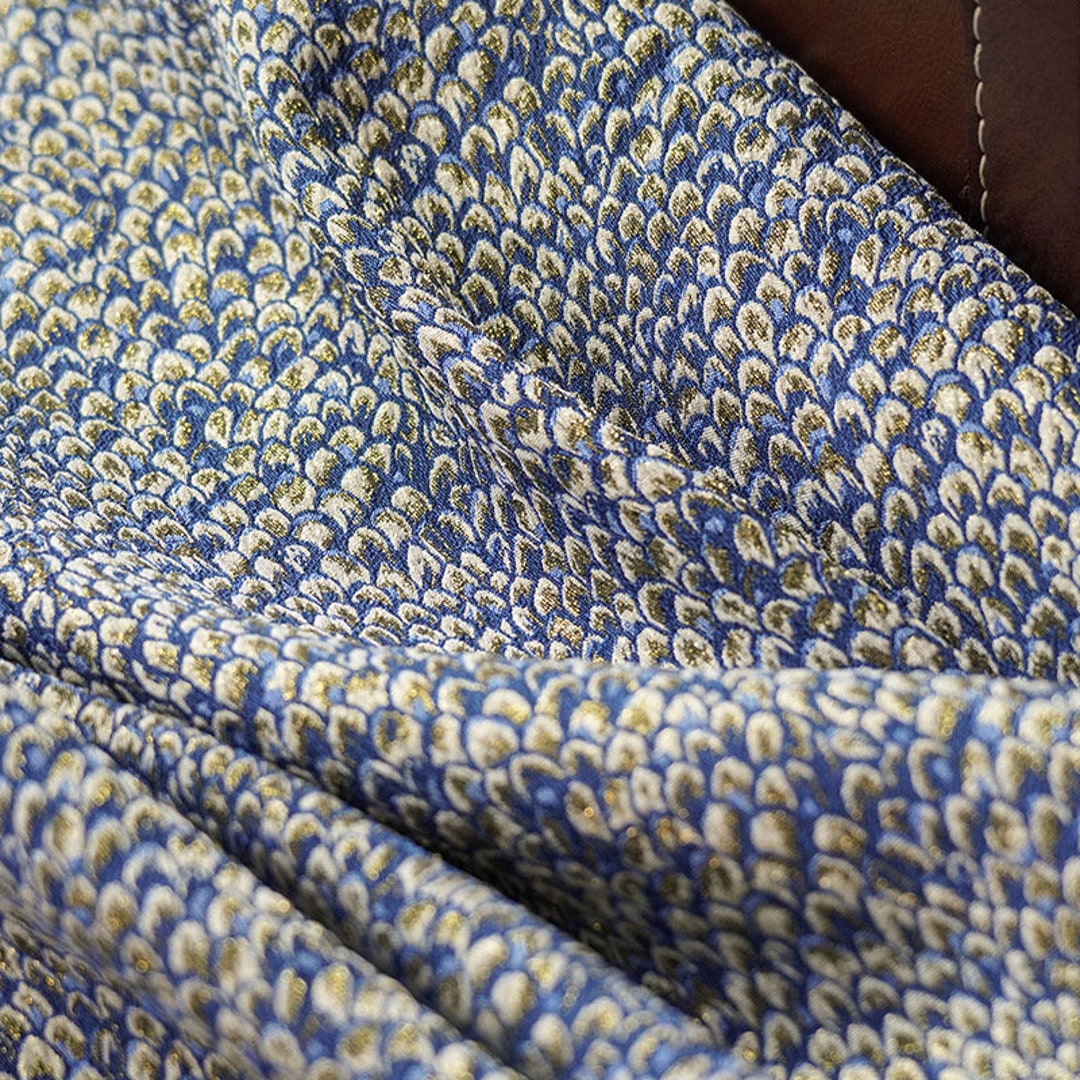 53"w Metallic Damask Jacquard Fabric, 3d Texture Fish Scales Fabric ...