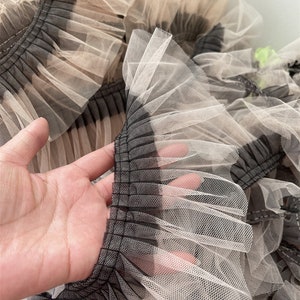 Sheer Pleated Ruffle, 3.5" W 3D Folds Ruffle Mesh Fabric, Designer ...