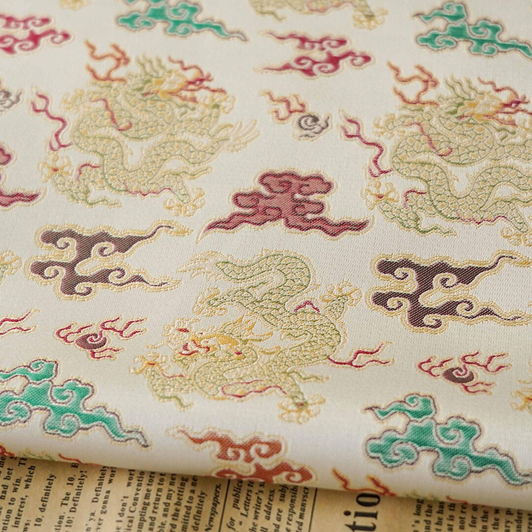 Dragon Brocade Fabric: Chinese Style Upholstery, Costume, Decor (65"w ...