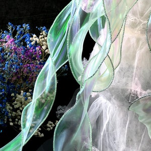 7cm Wide Water Ripple Ruffles Mermaid Bright 3D Lace Transparent Yarn ...