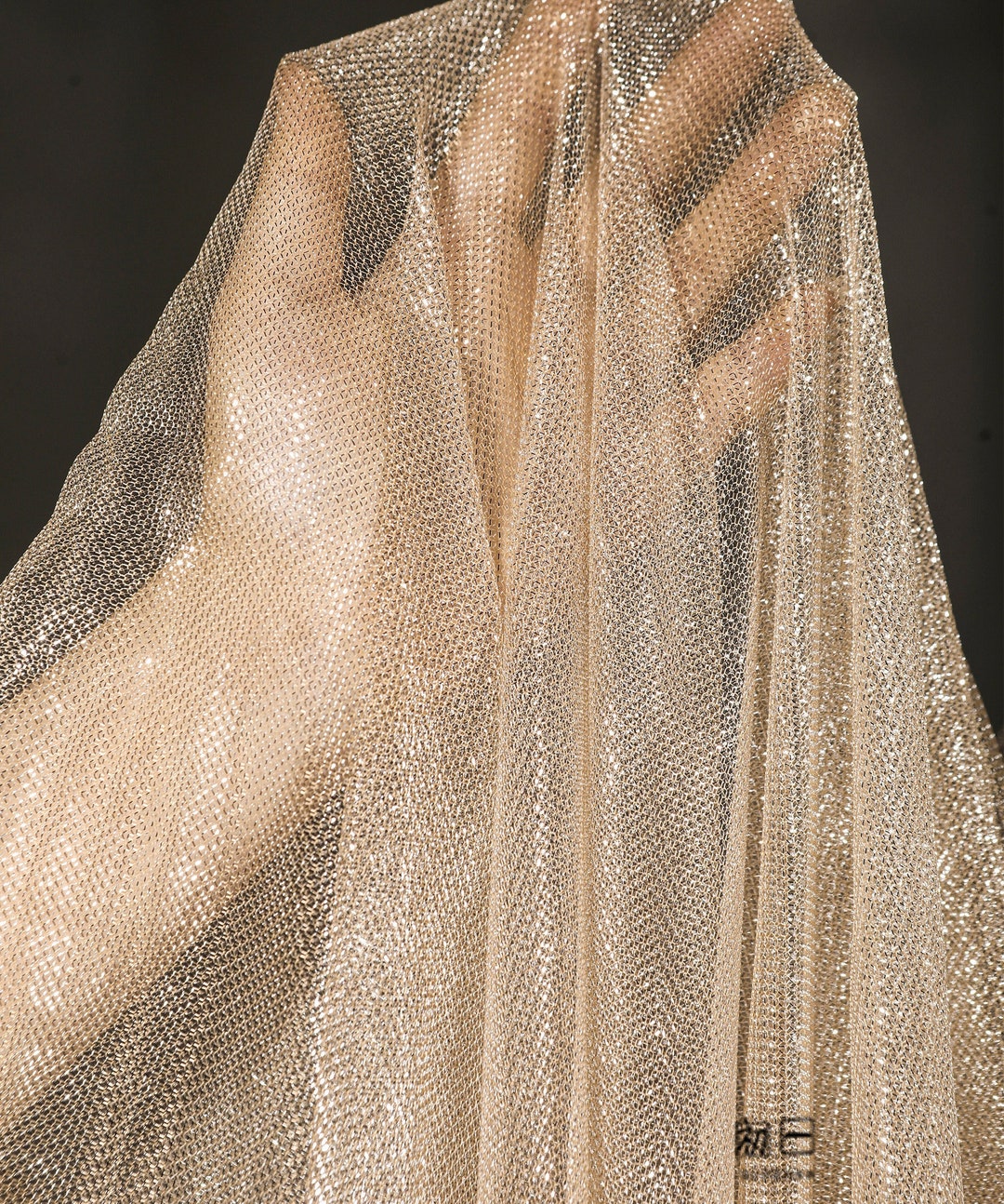 Rose Gold Mesh Fabric, Shiny Wedding Dress Material, 59"w - Etsy