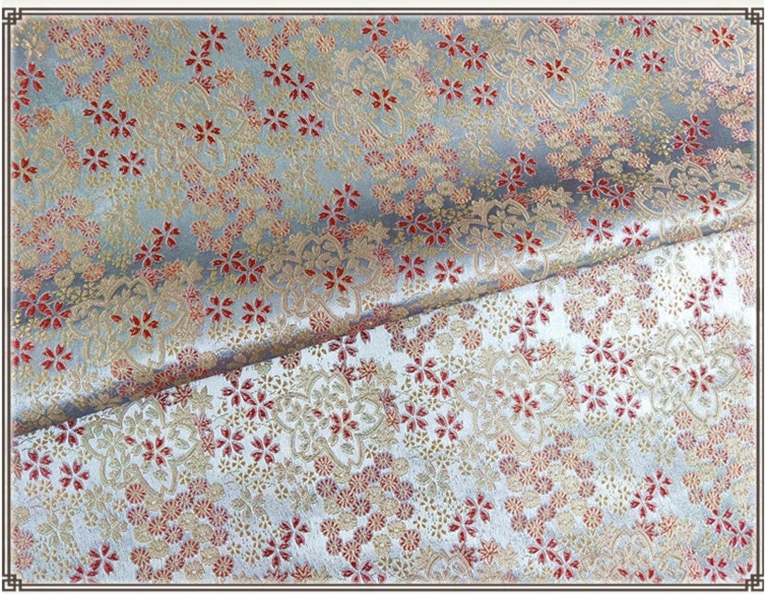 Cherry Blossom Nishijin-ori Fabric: Japanese Silk Brocade Kinran for ...