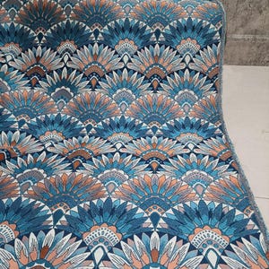 Bohemia Reversible Jacquard Woven Fabric, Blue Orange Color With ...