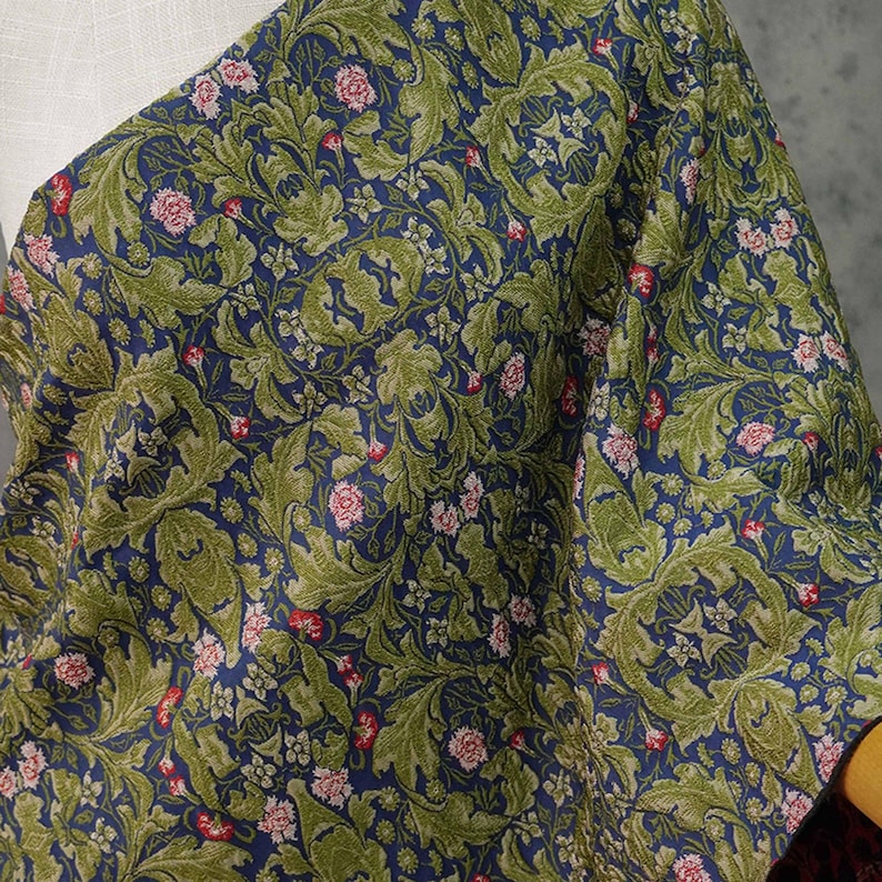 Floral Jacquard Upholstery Fabric: Victorian Edwardian Style, 55" Wide ...