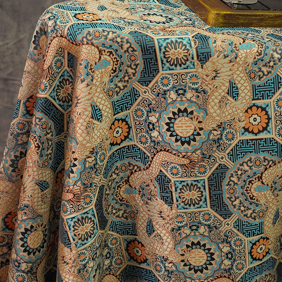 Mongolian Dragon Fabric: Tibetan Bada Pattern Upholstery, Costume ...