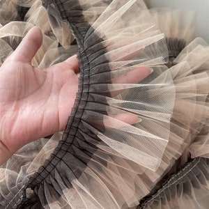 Sheer Pleated Ruffle, 3.5" W 3D Folds Ruffle Mesh Fabric, Designer ...