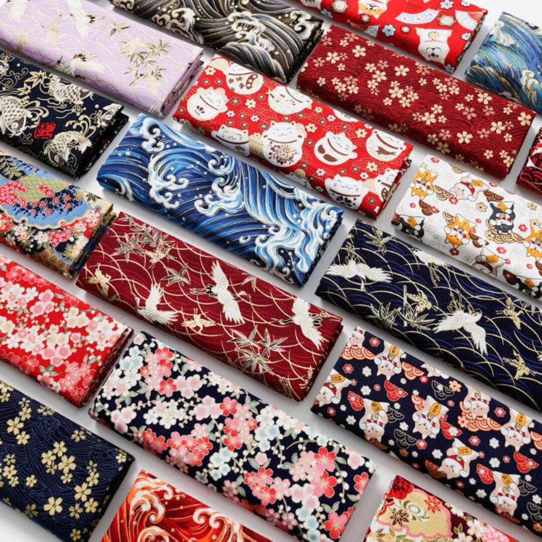 Japanese Cotton Fabric: Floral Print Sewing Material - Kimono & Home ...