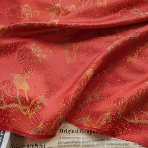 China Red Fabric, 6 Patterns, 59"w Jacquard Fabric, Wedding Robe ...