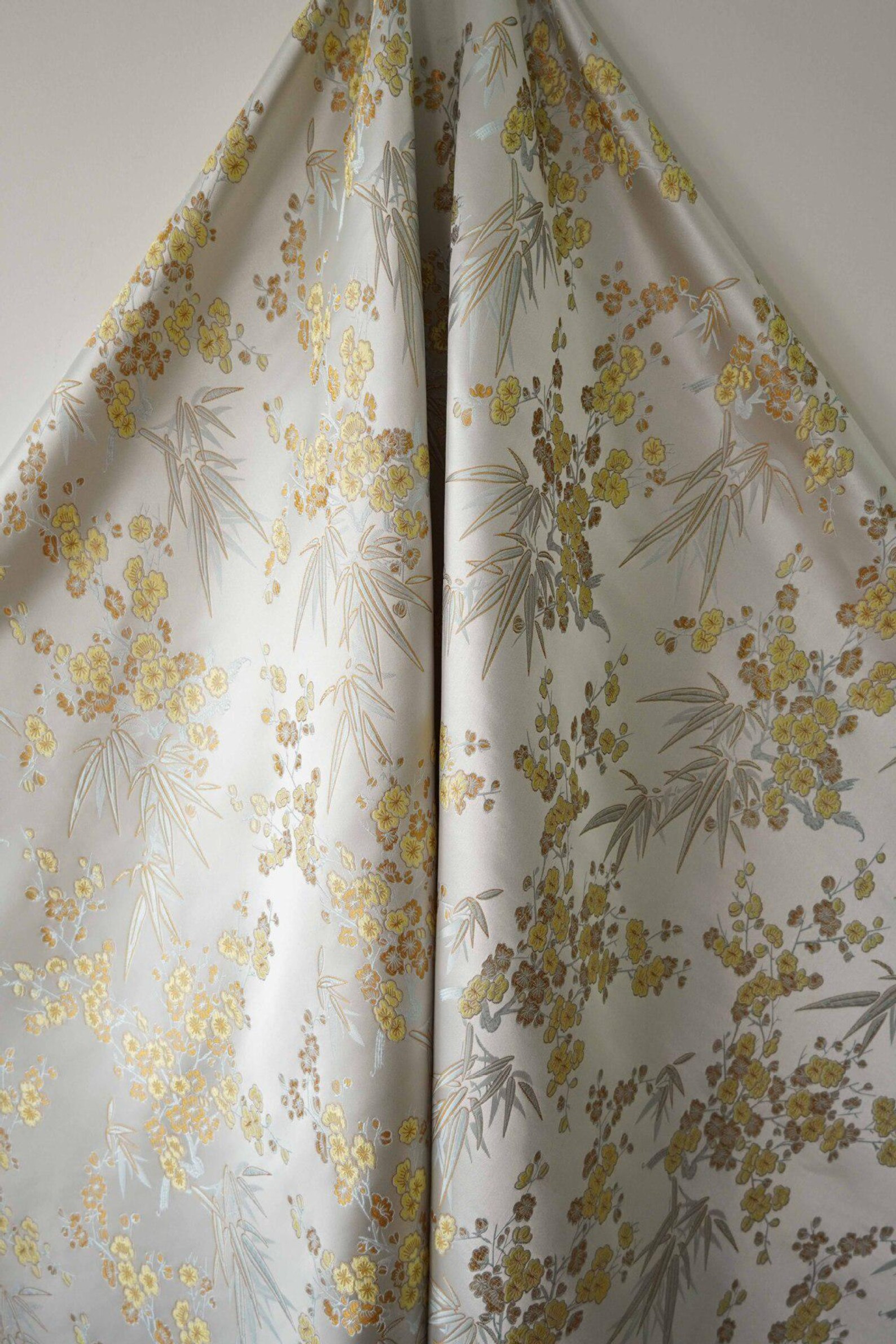 Silver Yellow Floral Brocade Fabric: 64" Rayon Blend, Costume Decor - Etsy