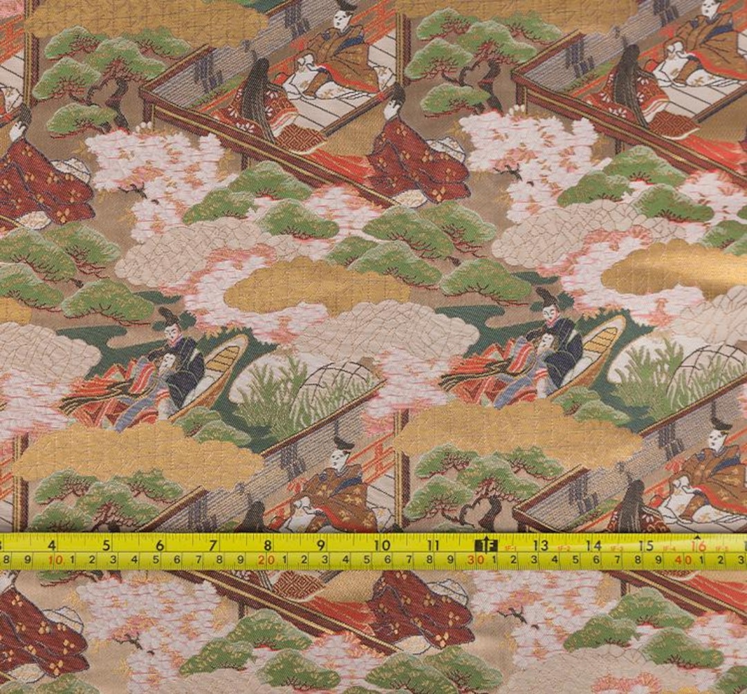 Genji Monogatari Jacquard Silk Brocade Fabric - 59"w Japanese Sewing ...