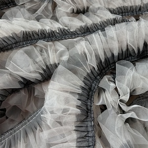 Sheer Pleated Ruffle, 3.5" W 3D Folds Ruffle Mesh Fabric, Designer ...