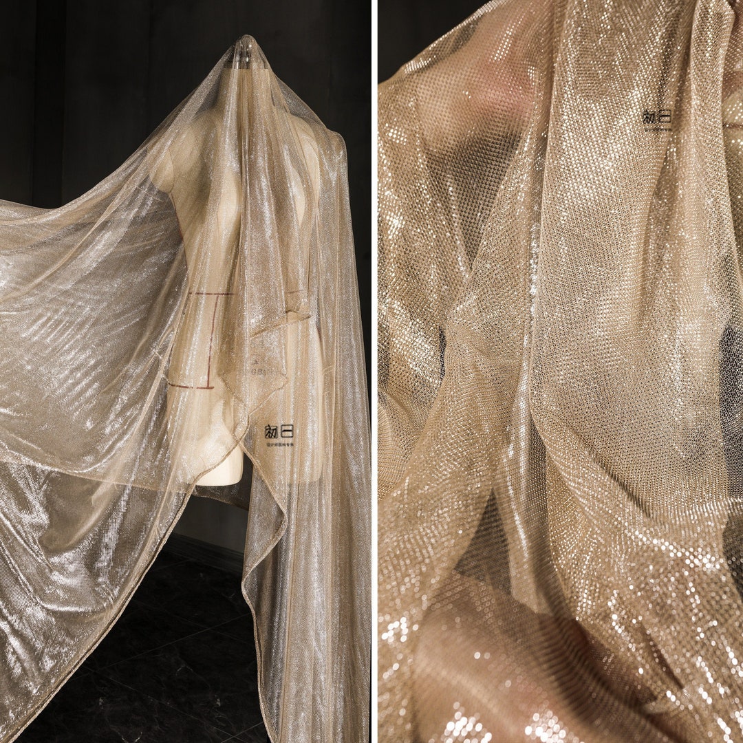 59w Rose Gold Shiny Mesh Wedding Fabric, Bright Hollow Creative ...