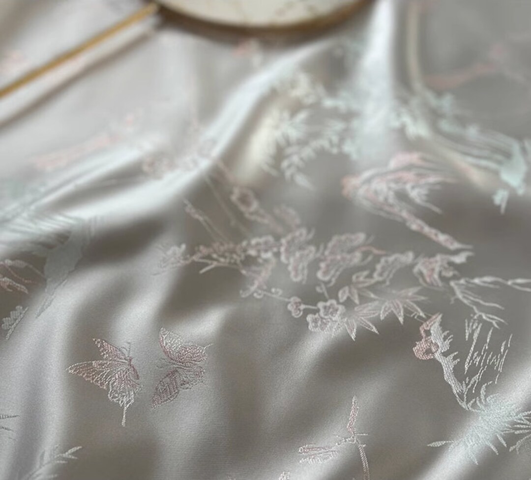 Window Grilles Japanese Nishijin Fabric, Japanese Bird Butterfly Silk ...