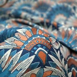Bohemia Reversible Jacquard Woven Fabric, Blue Orange Color With ...