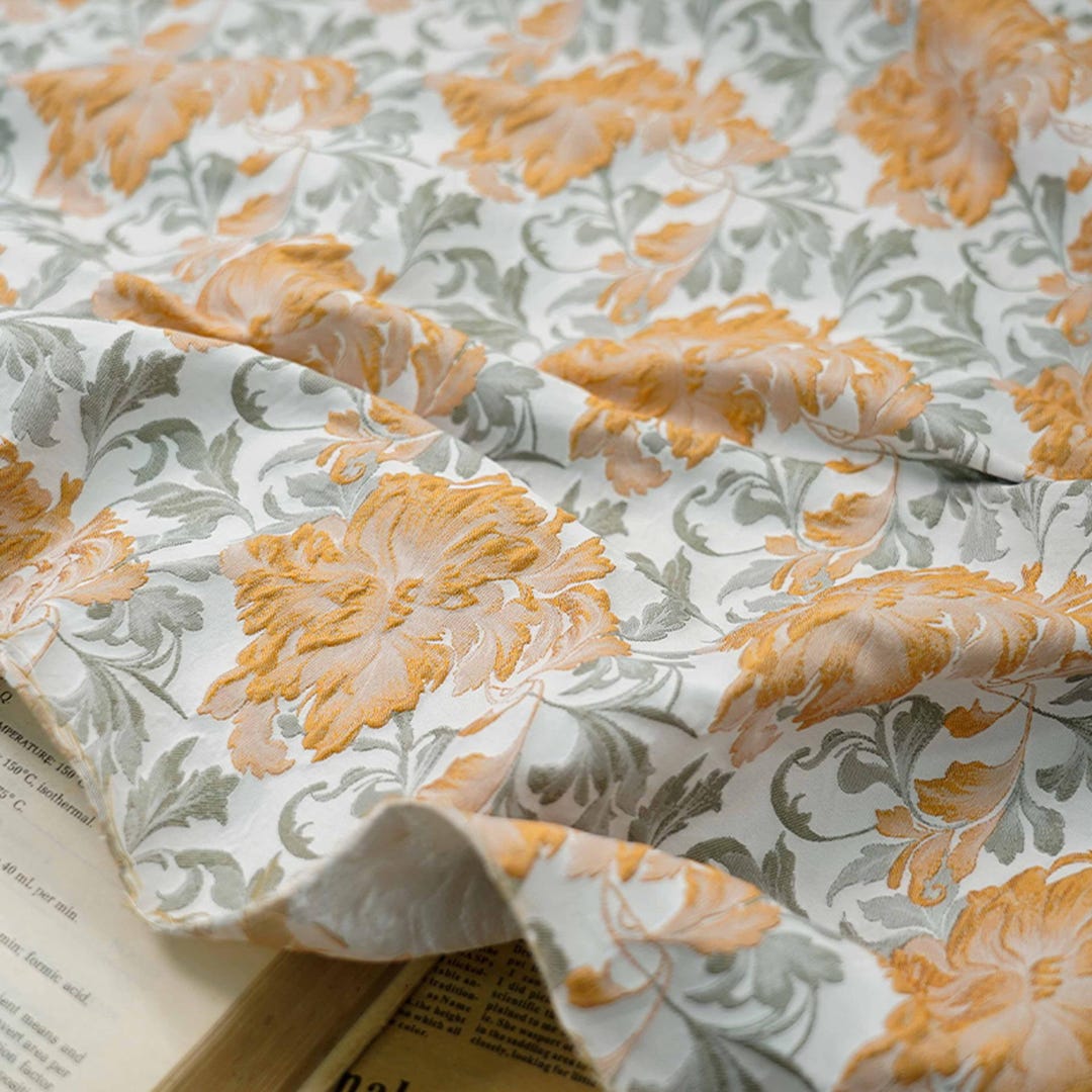 Jacquard Embossed Textured Fabric, 3D Vintage Retro Designer Fabric ...