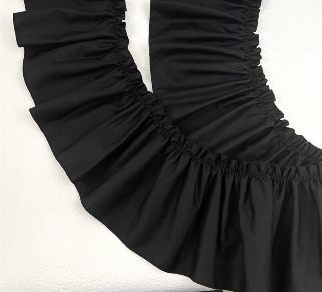 Black Cotton Ruffle Fabric Trim: DIY Doll Clothing, Decor - 3" Width - Etsy