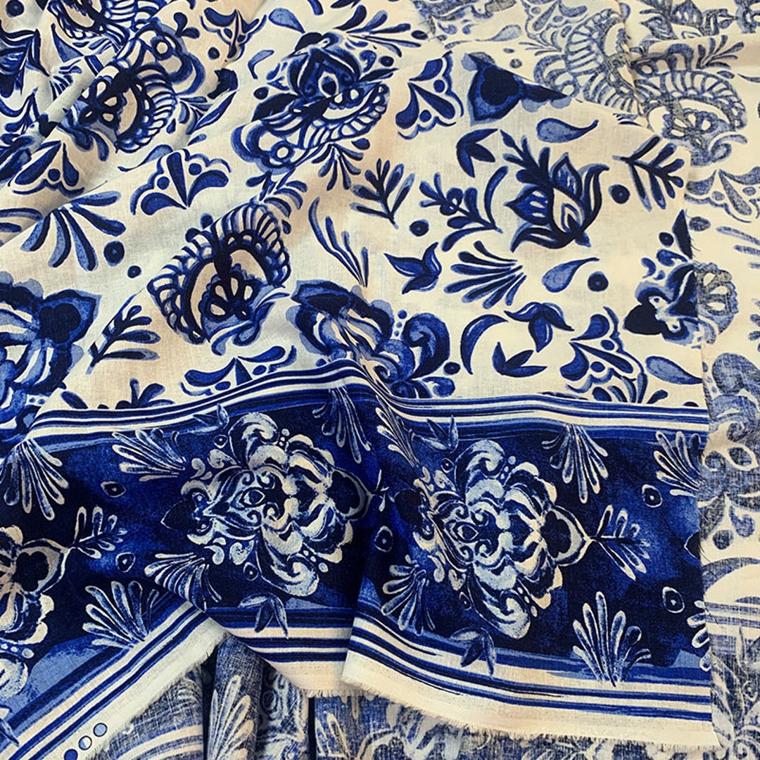Chinese Blue Printed Fabric, 100% Cotton, Sewing Fabric for Dress ...