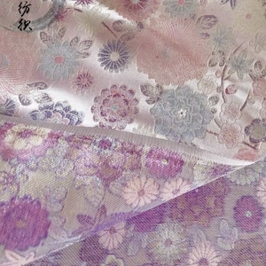 Japanese Nishijin Fabric, Sweet Hydrangea Pattern Jacquard Silk Brocade ...