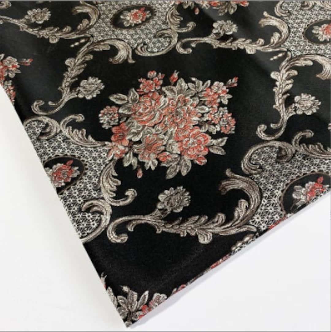 Gold Jacquard Fabric: Embossed 3D Floral Brocade, 55" Wide by the Meter ...