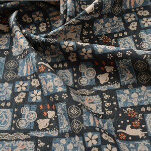 Japanese Cotton Linen Fabric: Patchwork Print for Sewing & Upholstery ...