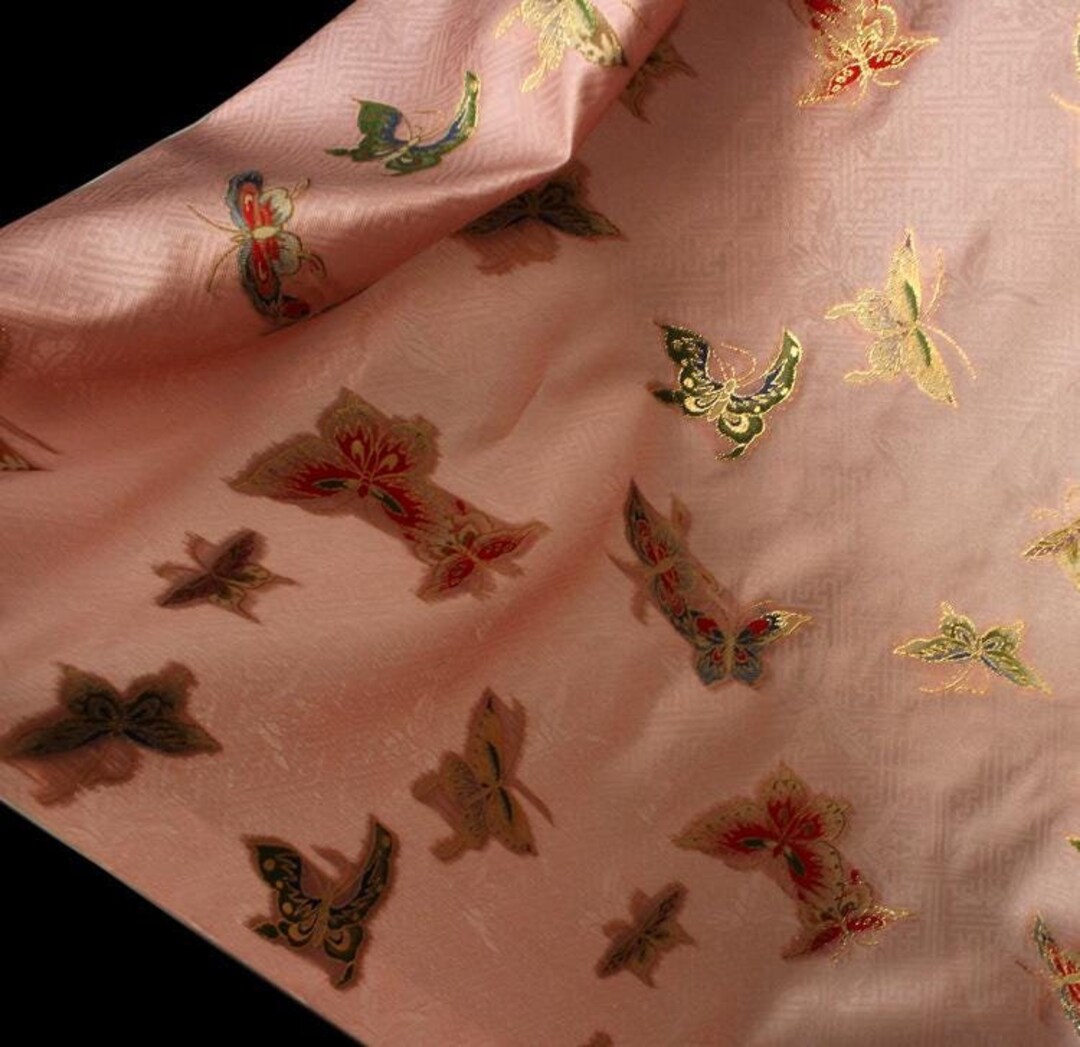 Mongolia Tibetan Butterfly Gold Weaving Pattern, 58"w, Upholstery ...