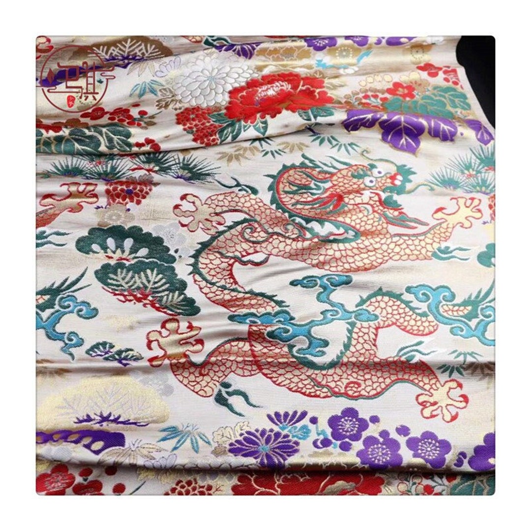 Dragon Jacquard Satin Fabric: Silk Rayon Brocade, Costume Decor - Etsy