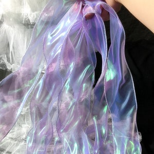 7cm Wide Water Ripple Ruffles Mermaid Bright 3D Lace Transparent Yarn ...