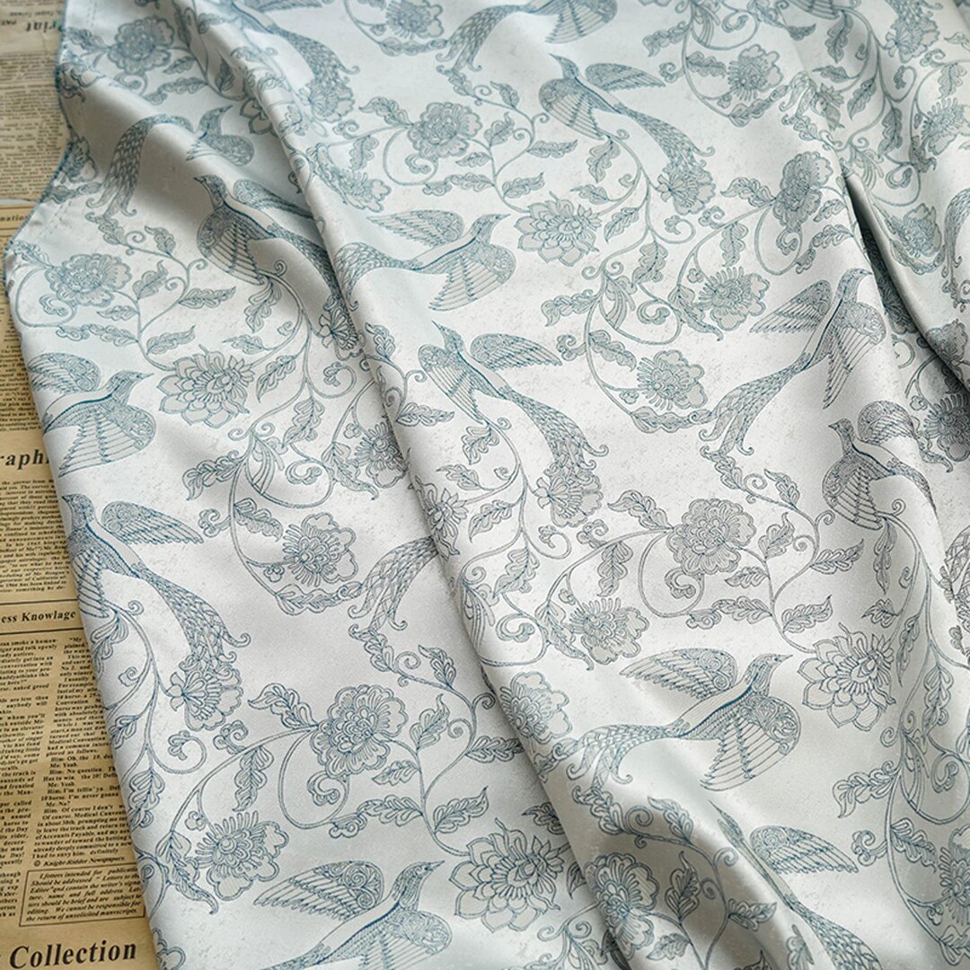 55"w Retro Palace Style, Phoenix Pattern Brocade Jacquard Fabric ...