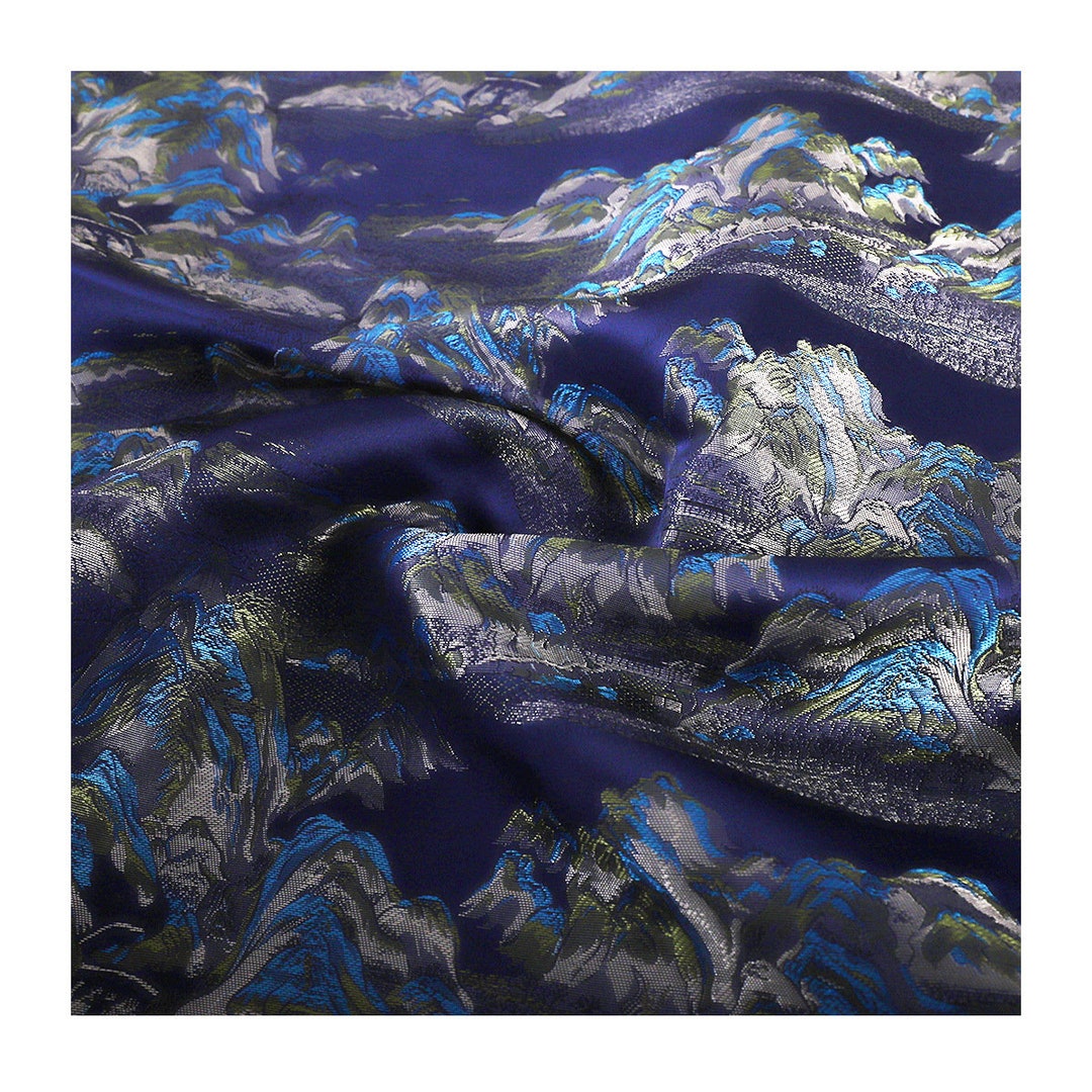 45"w Japanese Classic Pattern, Nishijin Weaving Gold Mountain Shape ...