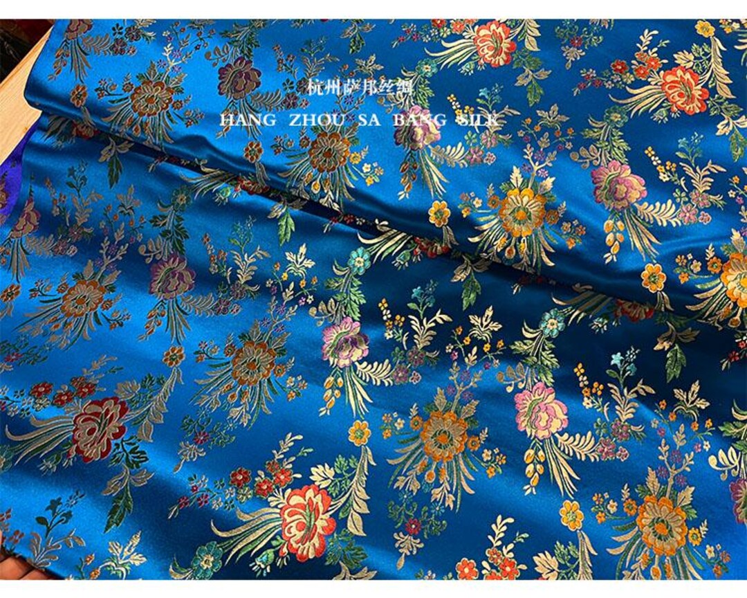 Silk Brocade Fabric: Begonia Floral Design, Chinese Wedding Fabric - Etsy