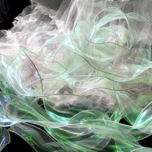 7cm Wide Water Ripple Ruffles Mermaid Bright 3D Lace Transparent Yarn ...