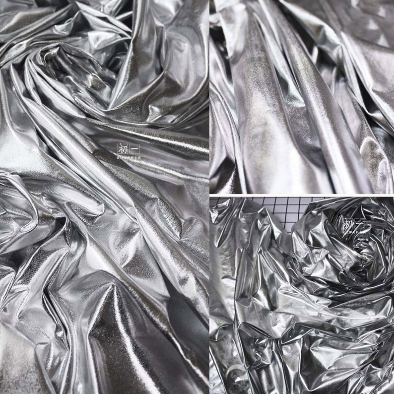 Soft-mirror Shiny Silver-coated Stretch Fabric PU Metallic - Etsy
