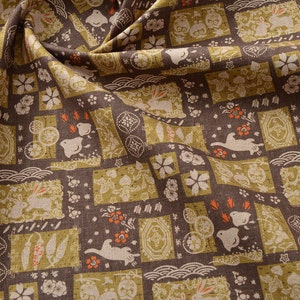Japanese Cotton Linen Fabric: Patchwork Print for Sewing & Upholstery ...