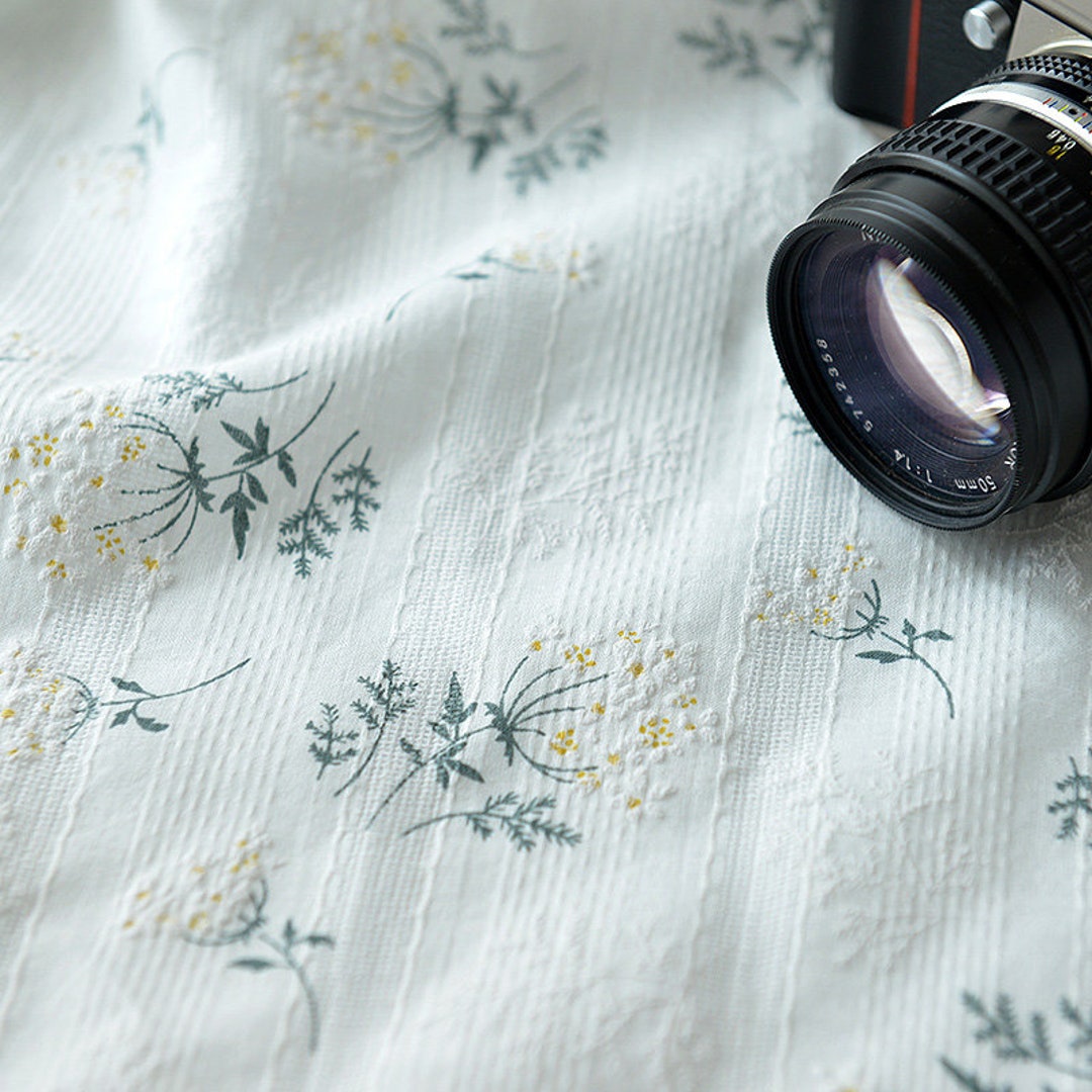 Japanese Style Embroidery Fabric, 100% Cotton, Sewing, Dress, Kimono ...