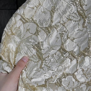 53"w Gold Pattern Embossed Effects Jacquard Fabric, 3D Designer Fabric ...