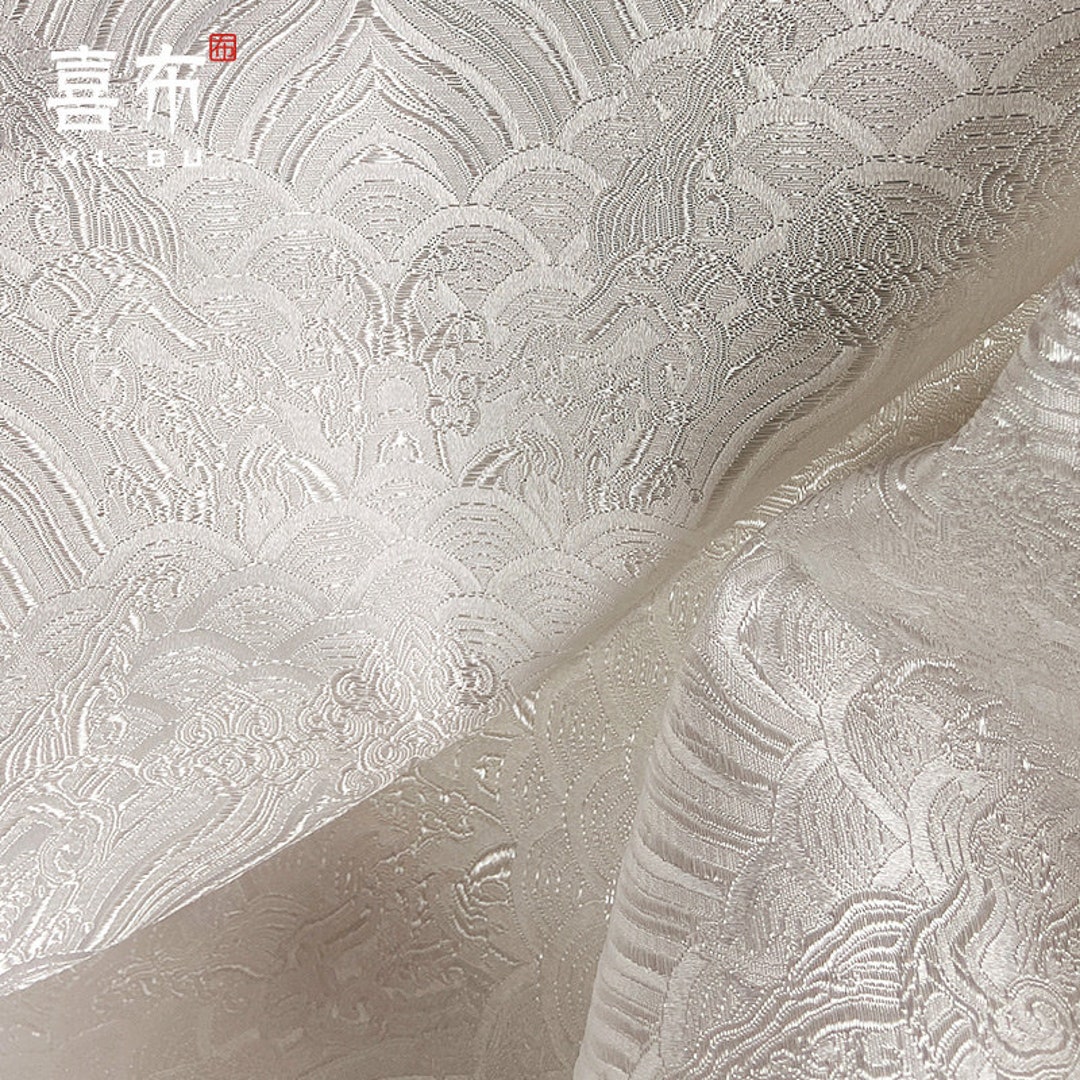 White Metallic Silk Brocade Fabric: Traditional Upholstery Sewing ...