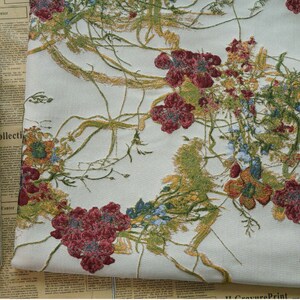 Vine Flower Jacquard Fabric: 3D Oil Painting Texture, 58" Wide - Etsy