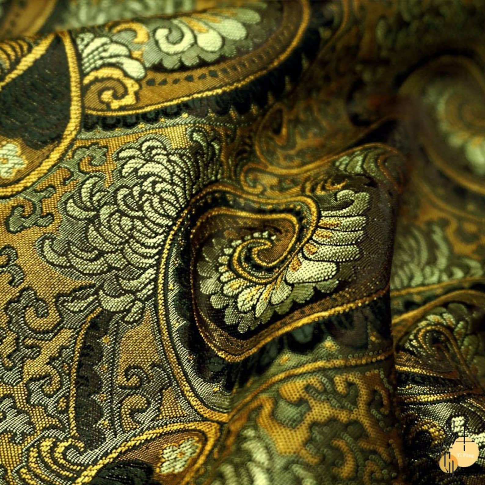 Golden Brown Color Vintage Palace Conch Pipa Flower Damask - Etsy