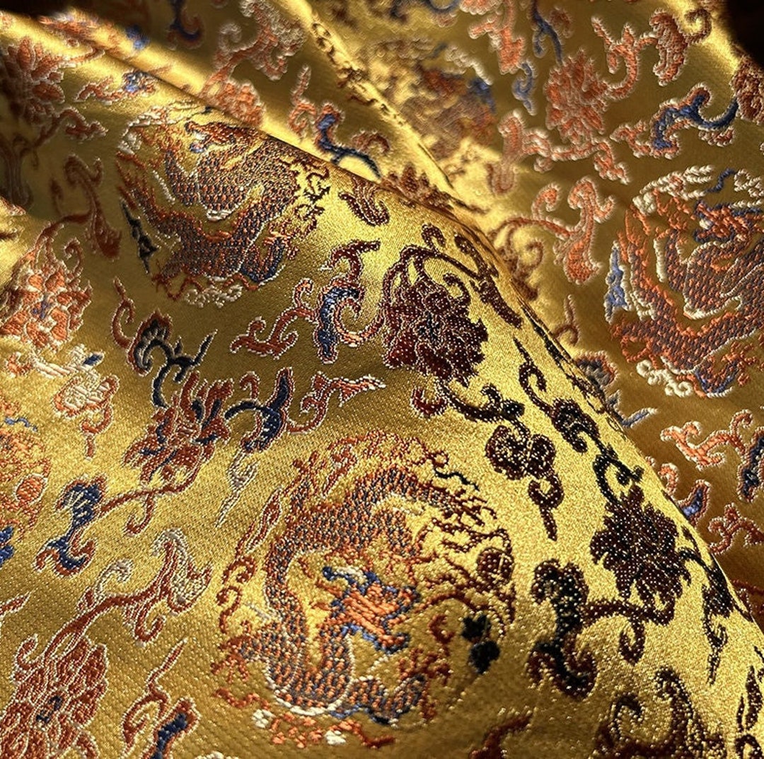 57"w Song Brocade Chinese Fu Dragon Silk Brocade, Emperor Tibetan Robe ...