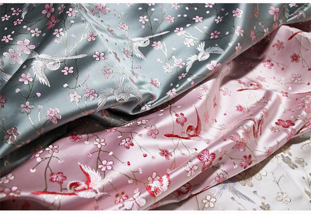 Bird Jacquard Brocade Fabric: 57"w Silk Rayon Damask - Etsy
