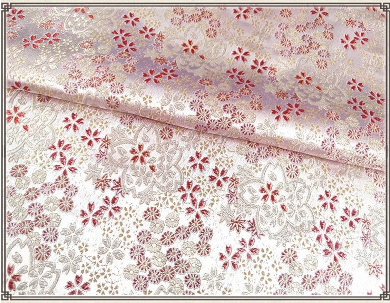 Cherry Blossom Nishijin-ori Fabric: Japanese Silk Brocade Kinran for ...
