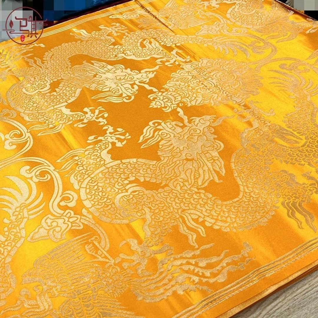 29“ Dragon Fabric, Double Dragon Jacquard Satin Fabric, Upholstery ...