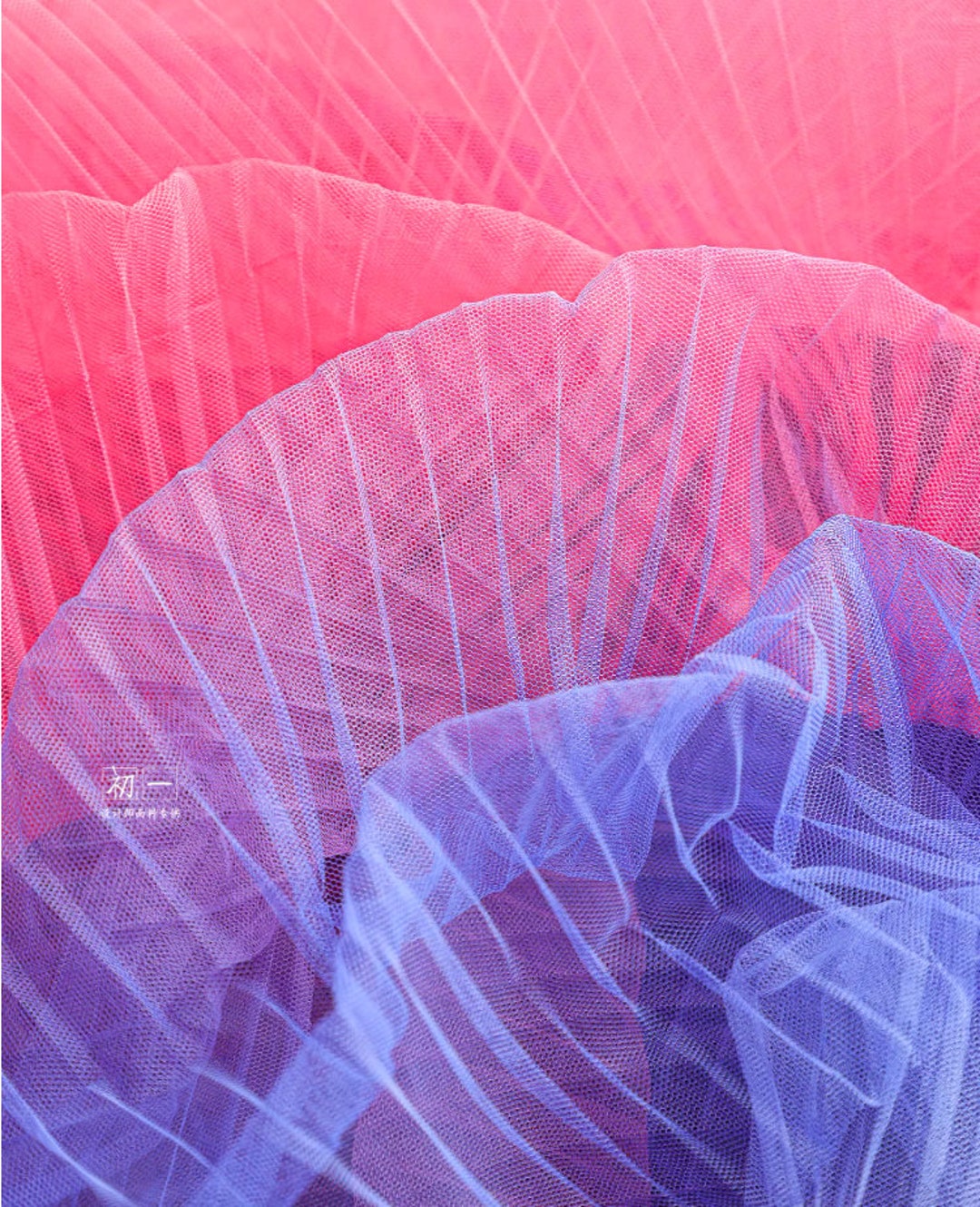 Pleated Gradient Mesh Organza Fabric, 55" Wide 4 Colors Designer Fabric ...