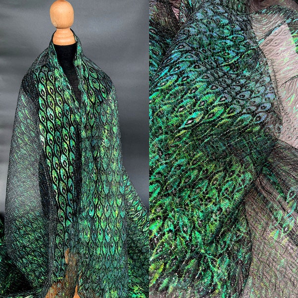 Peacock Fabric - Etsy UK