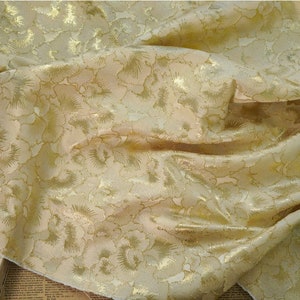 59"w Gold Thread Beige Jacquard Fabric/decorative Costume Dress Satin ...