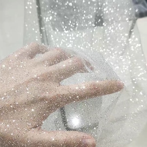 Glitter Voile Fabric: Silver-sprayed Mesh, Romantic Wedding Veil, 59"w ...