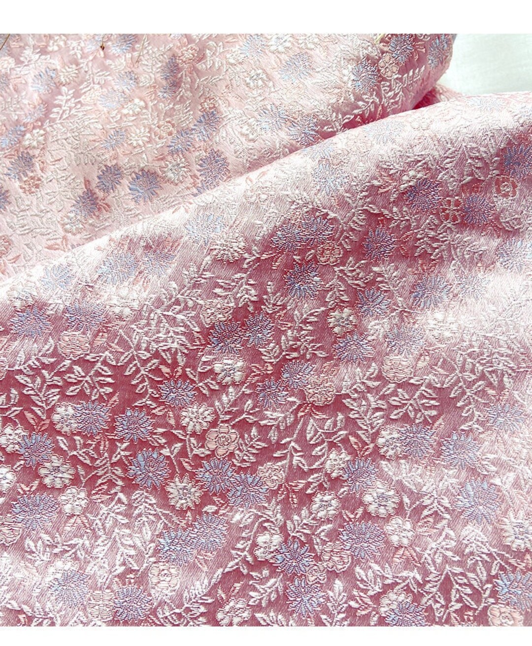 29.5” Width Japanese Pink Fabric, Japanese Flower Blossom Kinran Fabric ...