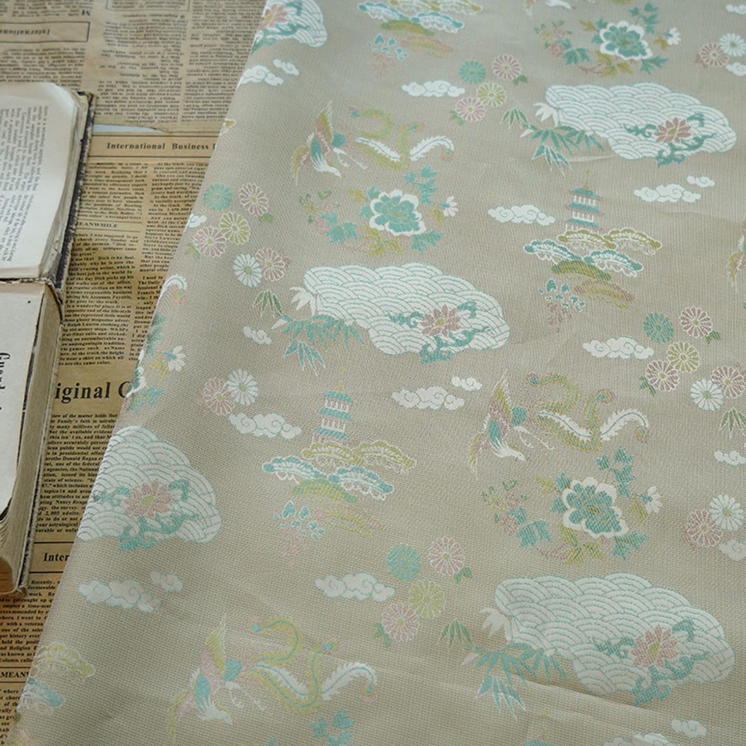 Japanese Traditional Silky Brocade Fabric, 55"w, Upholstery, Decor ...