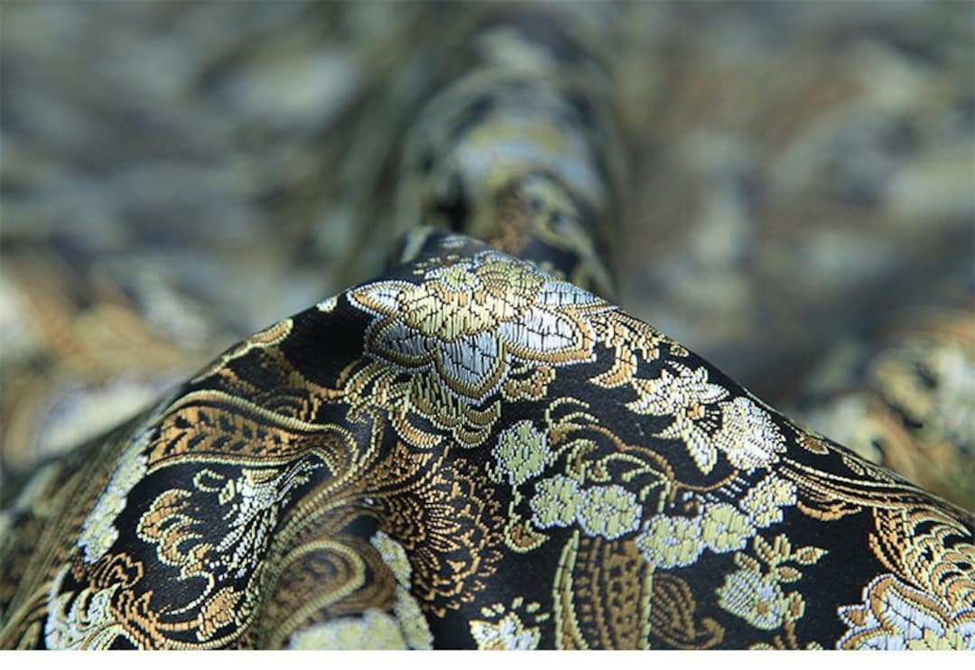 Chinese Colorful Lotus Pipa Flower Silk Brocade Fabric, 35"w Cheongsam ...